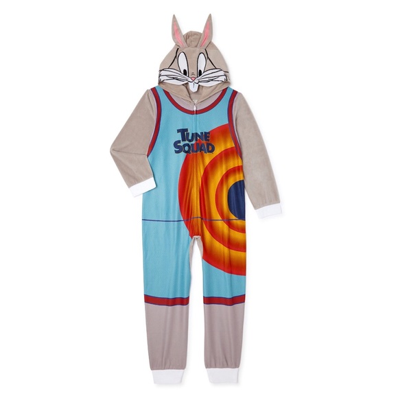 Warner Bros. | One Pieces | Space Jam Grey Tune Squad Hooded Union Suit ...